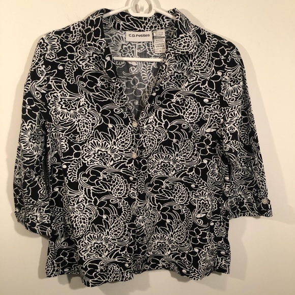 C.D. Petites | Tops | Cd Petites Cottonrayon Blend Floral Button Up ...